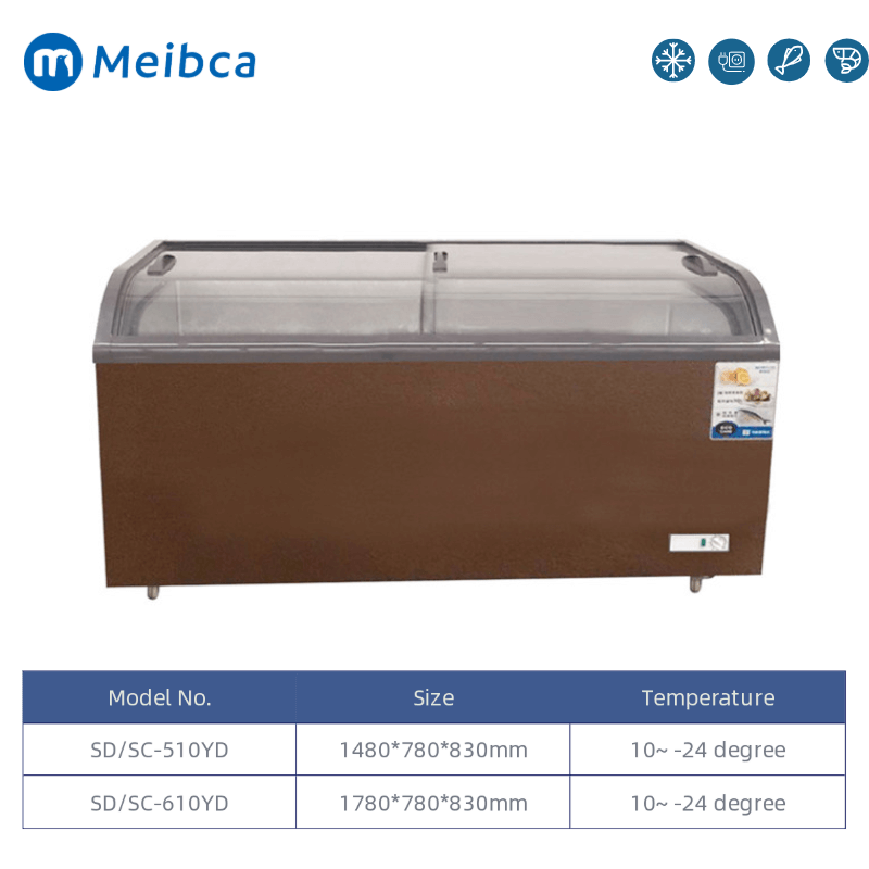 New Type Commercial Curve Glass Door Island Freezer from China ...